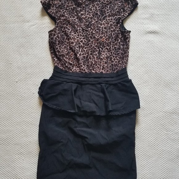 Heart Soul | Dresses | Leopard Print Peplum Dress Medium | Poshmark